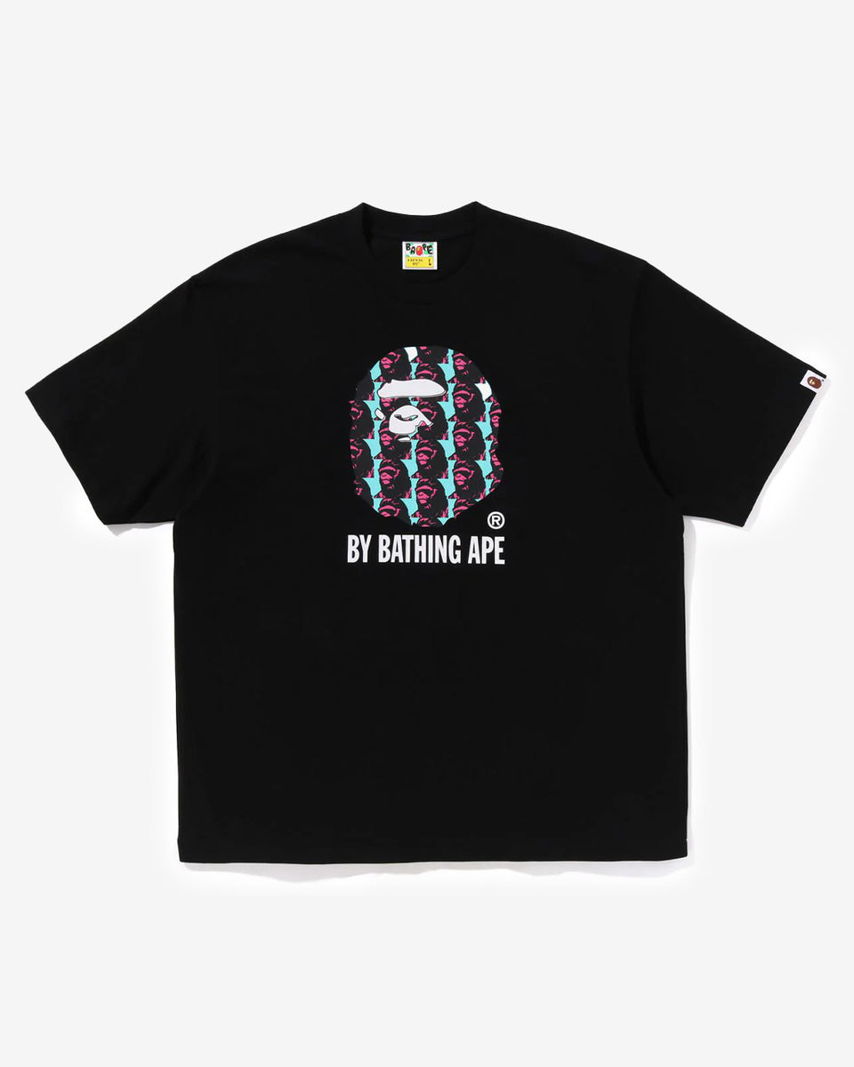 A BATHING APE Ape Head Pattern By Bathing Ape Relaxed Fit Tee Black ...