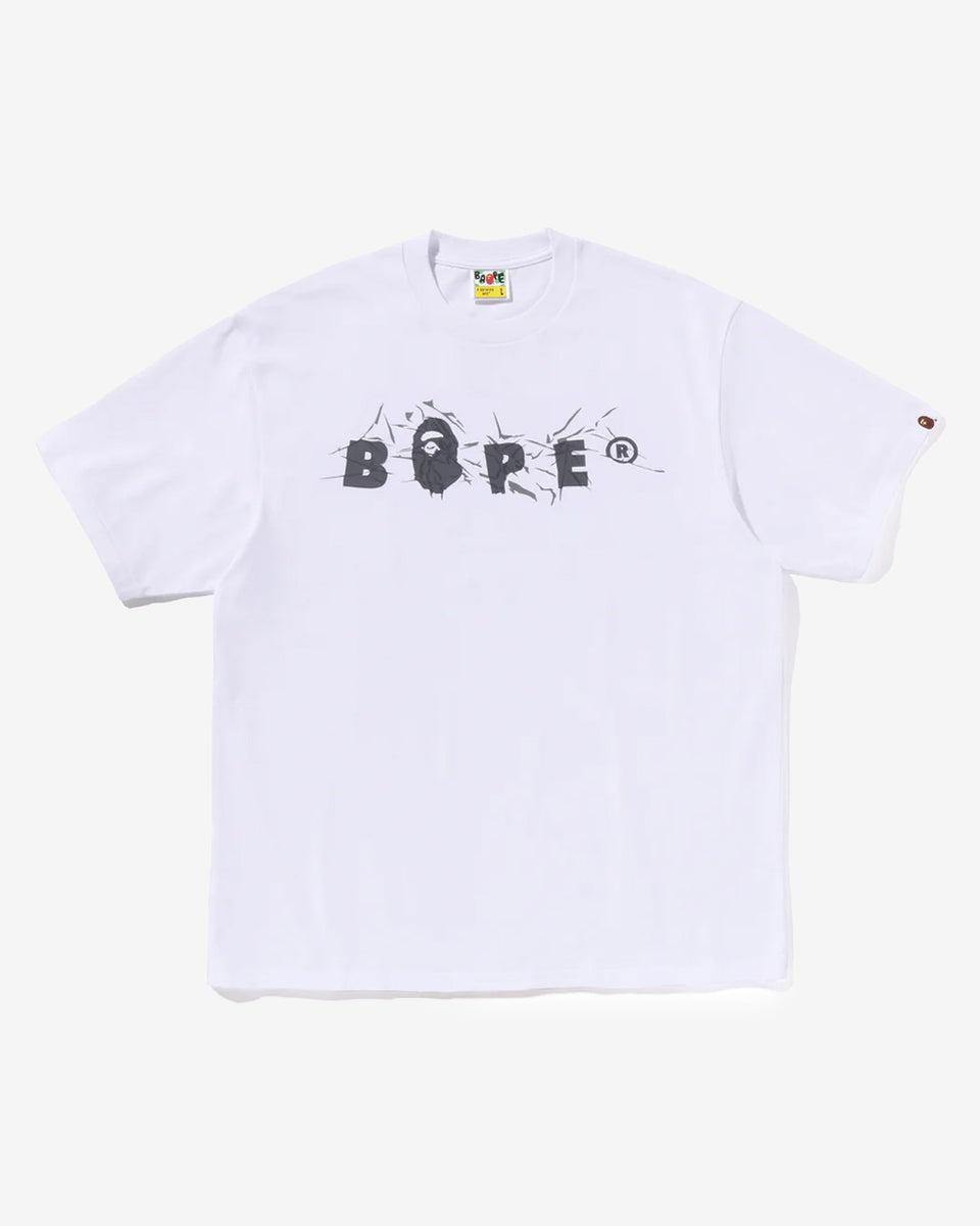 A BATHING APE Wrinkle BAPE Logo Relaxed Fit Tee White | Commonwealth ...