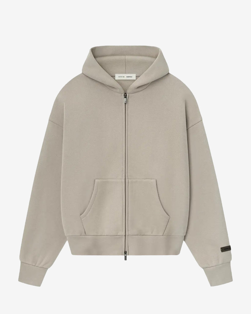 Fear of God ESSENTIALS Classic Fleece Zip-Up Hoodie Timber ...