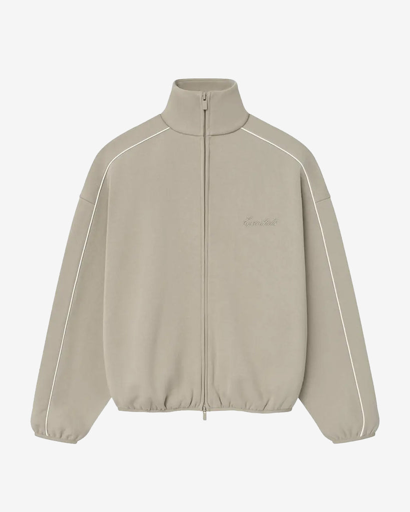 Fear of God ESSENTIALS Modern Fleece Track Jacket Timber/Cloud White ...